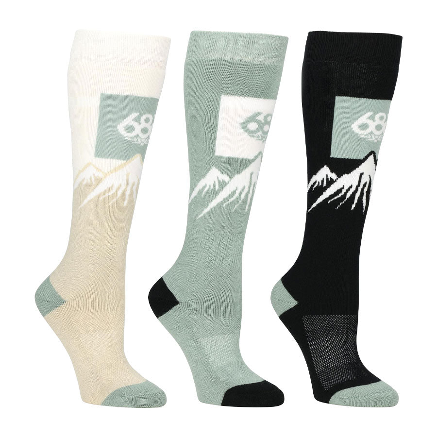 686 Women's Snow Caps Sock 3-Pack Multi 2026 – The Source Snowboard & Skate