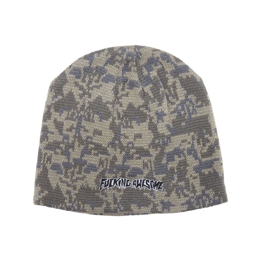 Fucking Awesome Embroidered Stamp Logo Skully Beanie Camo – The Source ...